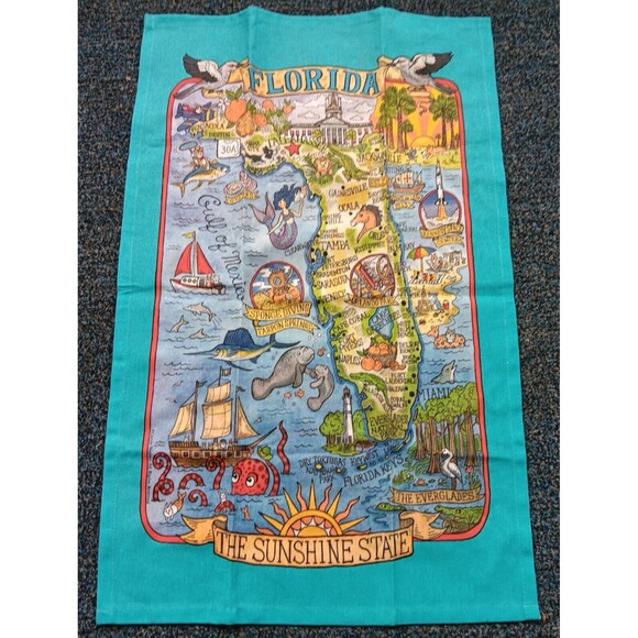 Kay Dee Designs | Other | Sunshine State Florida Tea Towel Map Souvenir ...